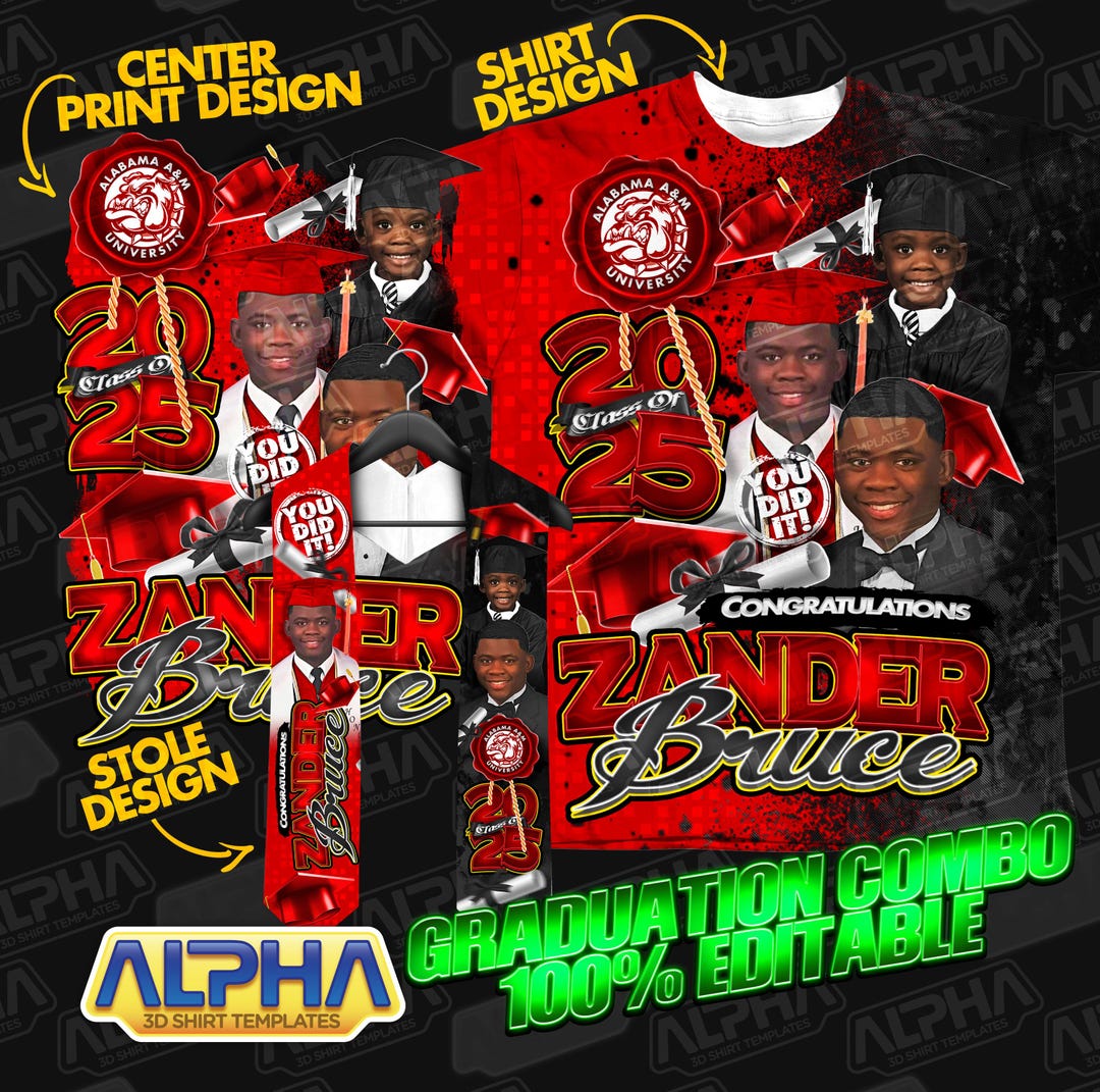 Graduation Combo Templates (shirt + DTF + Stole) Fully Editable ...
