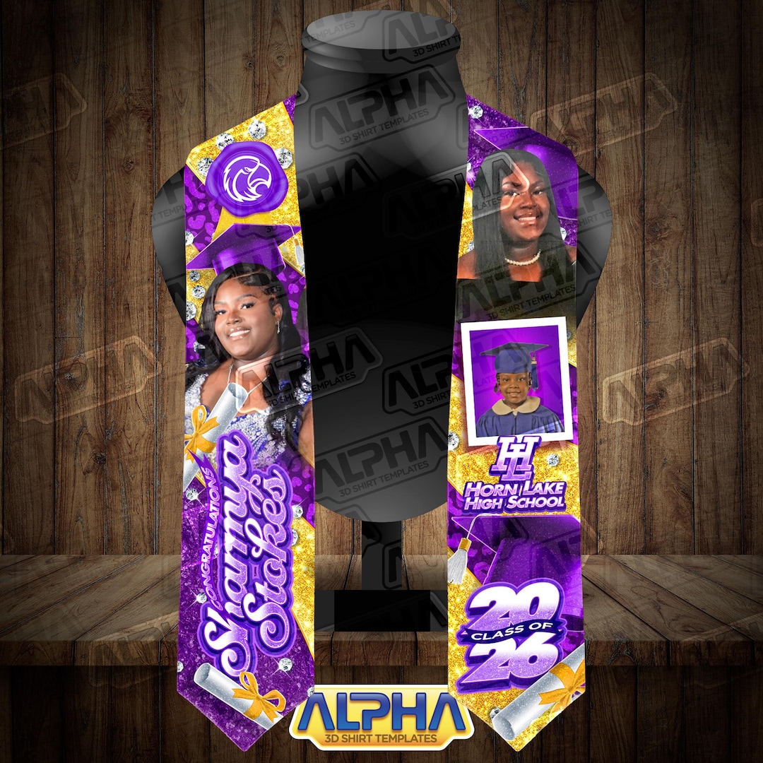 Purple and Gold Graduation Template, Easy to Edit, Stole Design for ...