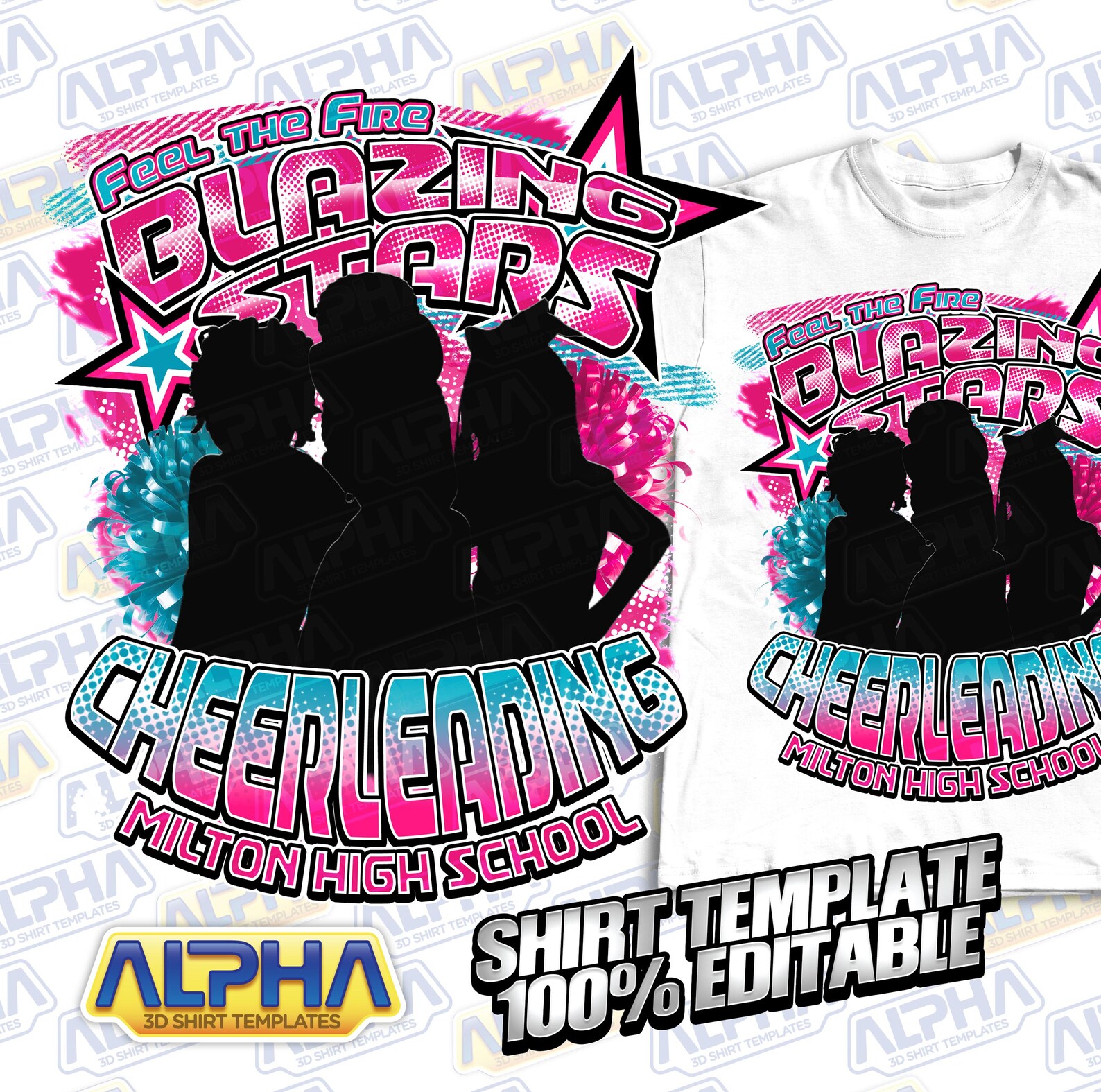 Cheerleading T-shirt Template Photoshop DTF/DTG Sublimation Digital ...
