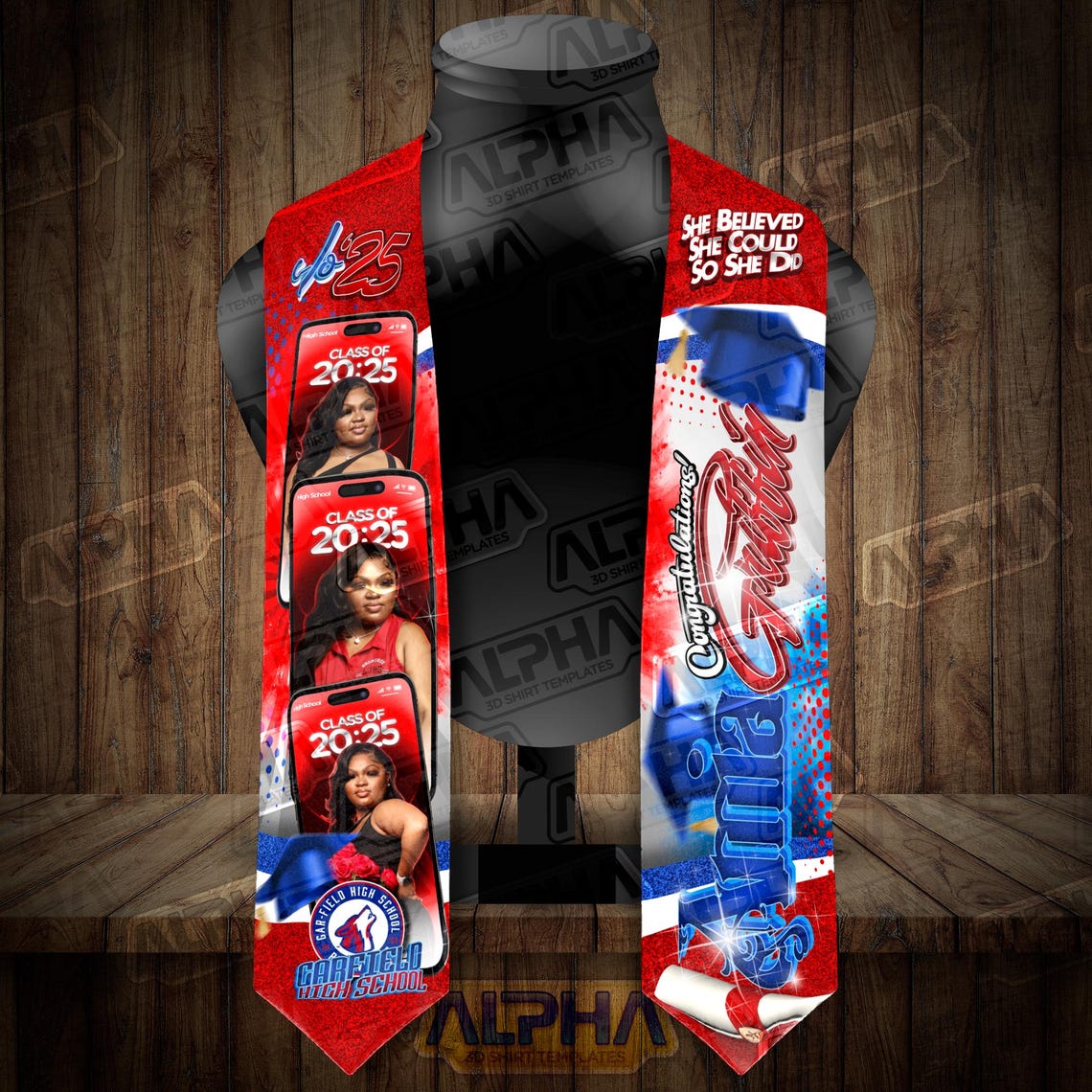 Graduation Stole, Shash Template DIY Editable Template 2025 Photoshop ...