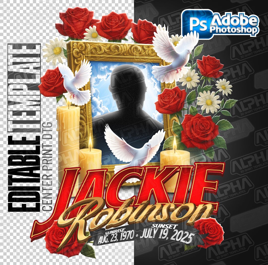 Rest in Peace Template PSD RIP Memorial Shirt DTG Center Print Editable ...