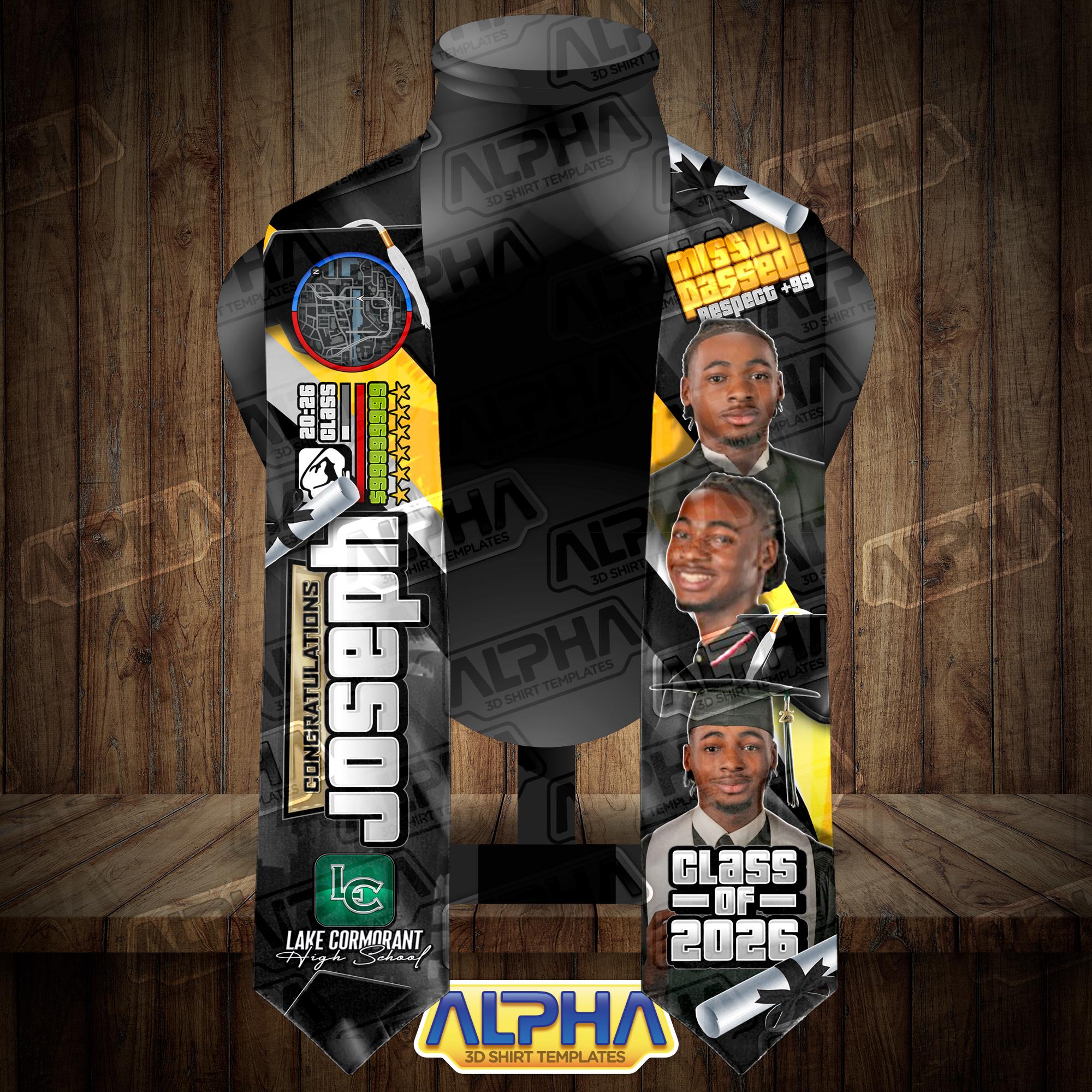 Black and Gold Grad Stole Template, Easy to Edit, Stole Template for ...