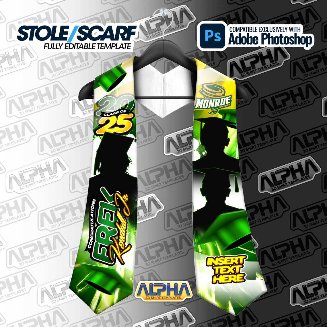 Graduation Stole, Shash Template DIY Editable Template 2025 Photoshop ...
