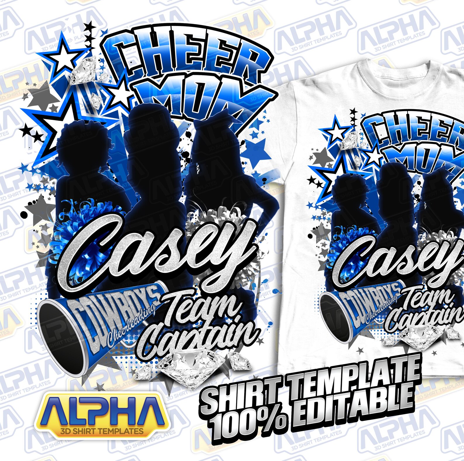 Cheerleading T-shirt Template Photoshop DTF/DTG Sublimation Digital ...