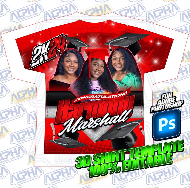 Graduation T-shirt Digital File Red, Black, Silver Class of 2026 ...