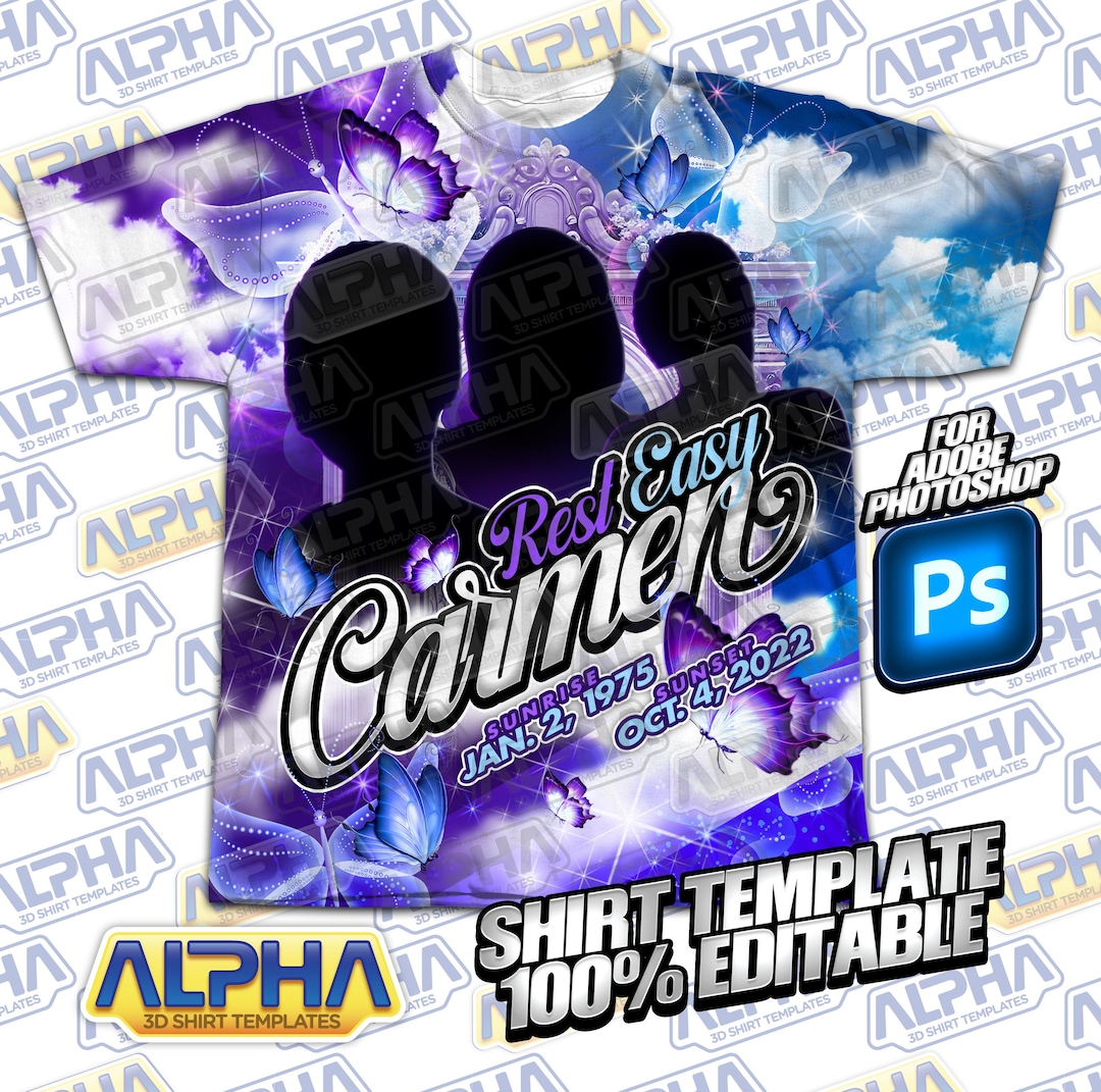 Rip Funeral Memorial Shirt Editable Photoshop Template Digital File ...