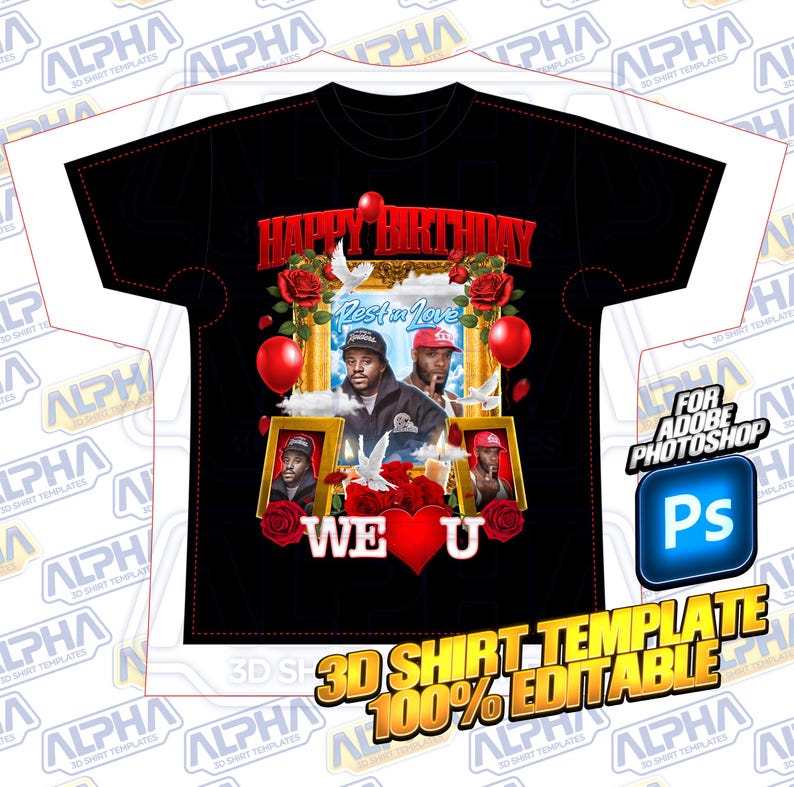 Bundle RIP Memorial Shirt DTF Center Print X6 Combo Editable Photoshop ...