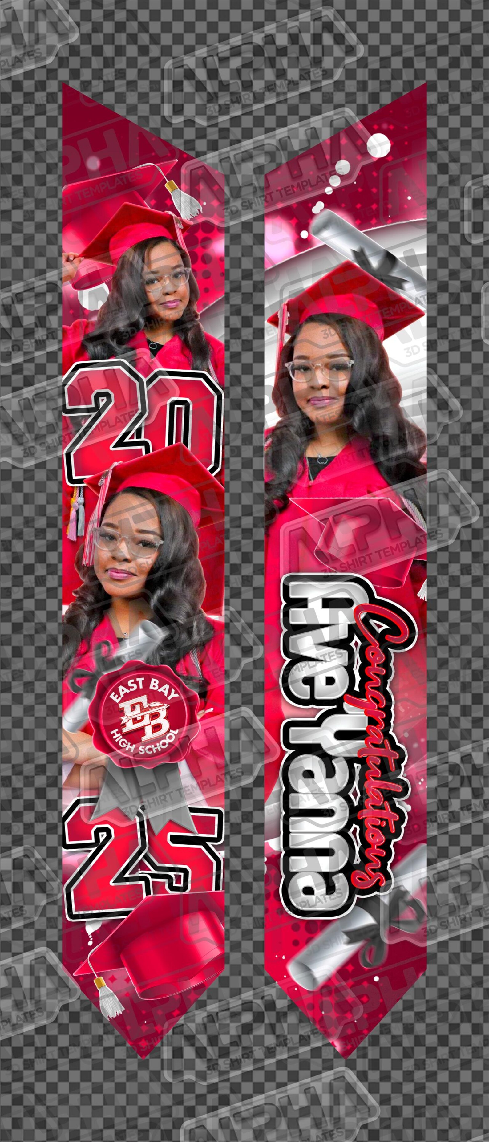 Graduation Stole, Shash Template DIY Editable Template 2025 Photoshop ...