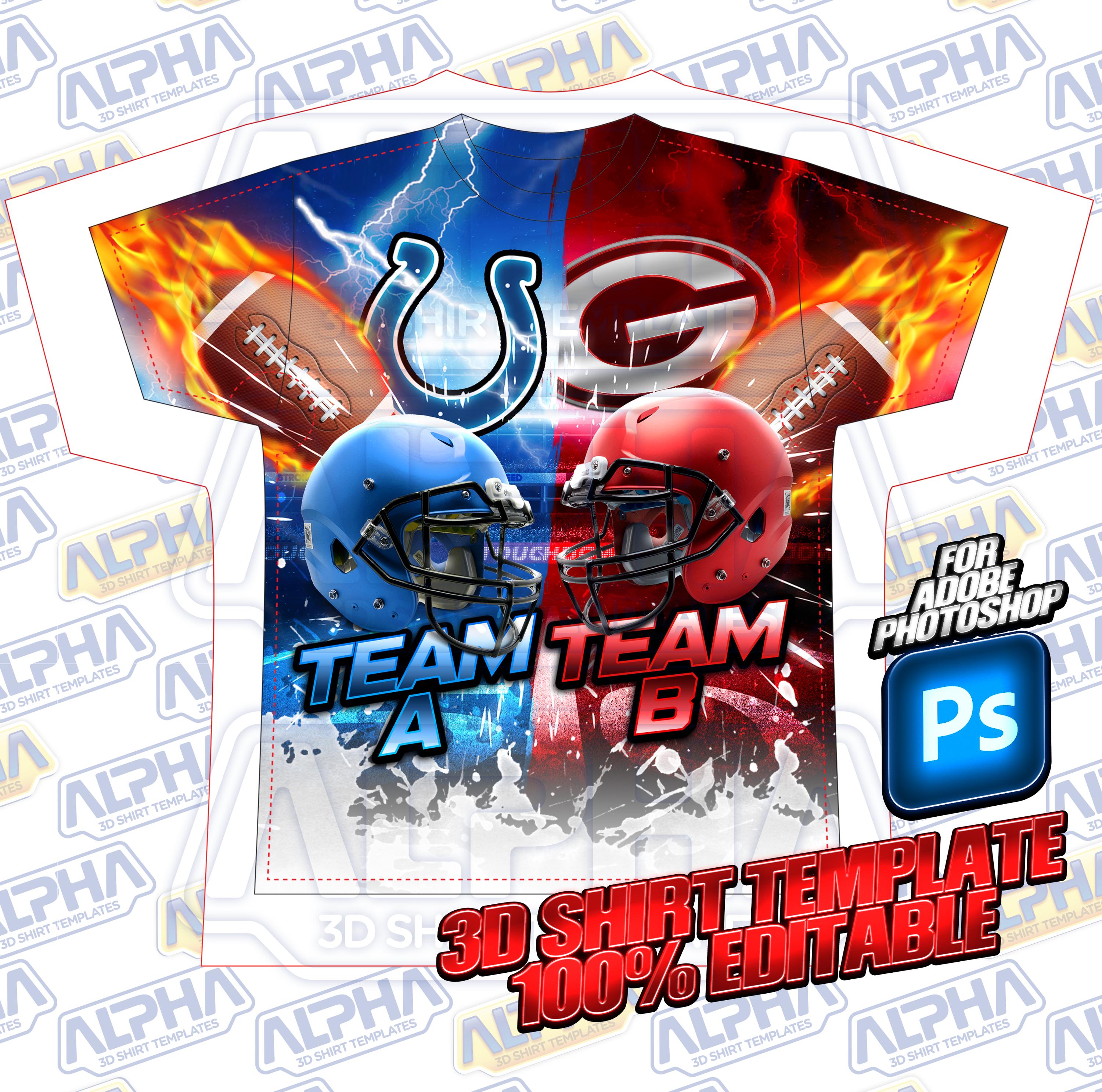 Football 3D Sports Shirt Template Digital File Photoshop Template - Etsy