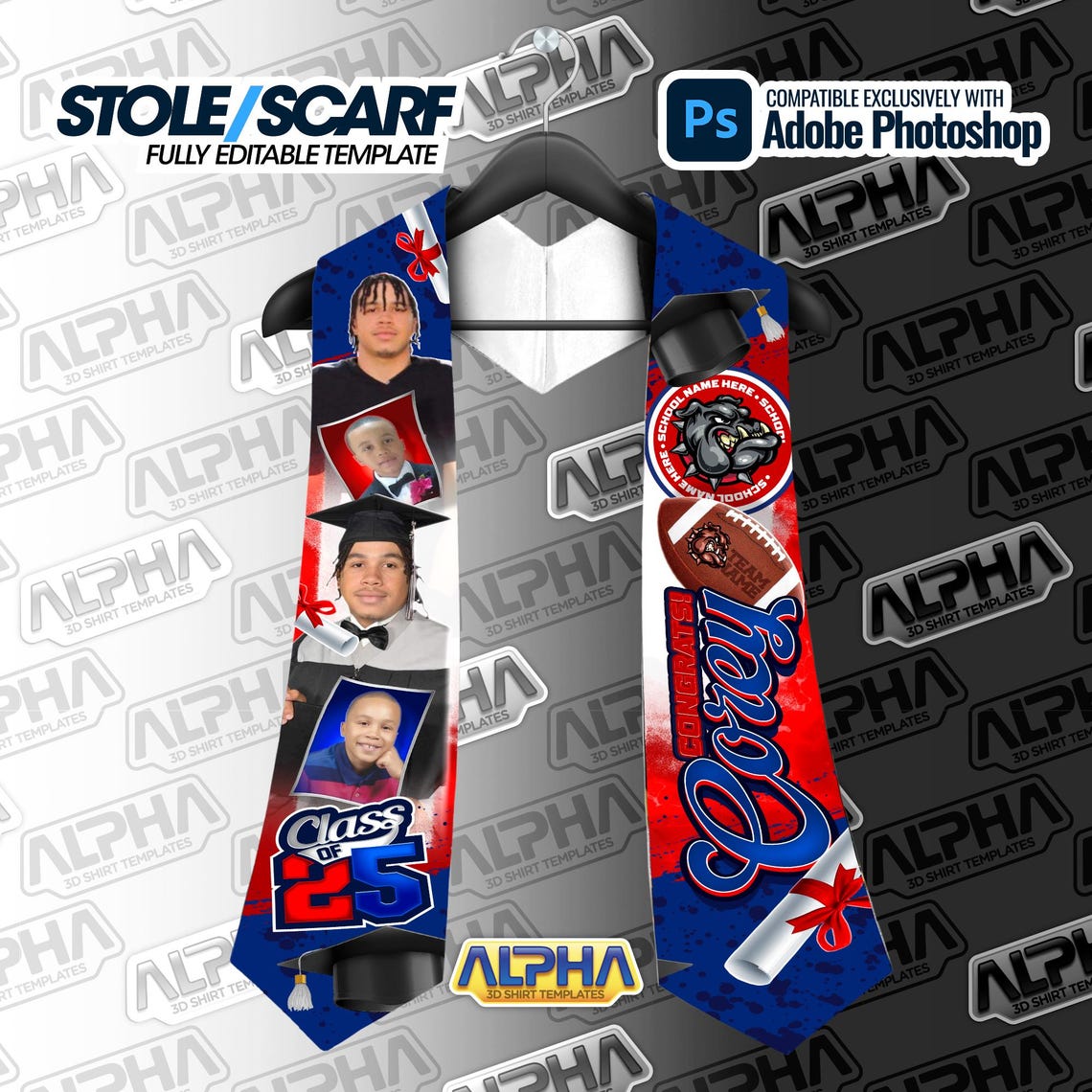 Graduation Stole, Shash Template DIY Editable Template 2025 Photoshop ...