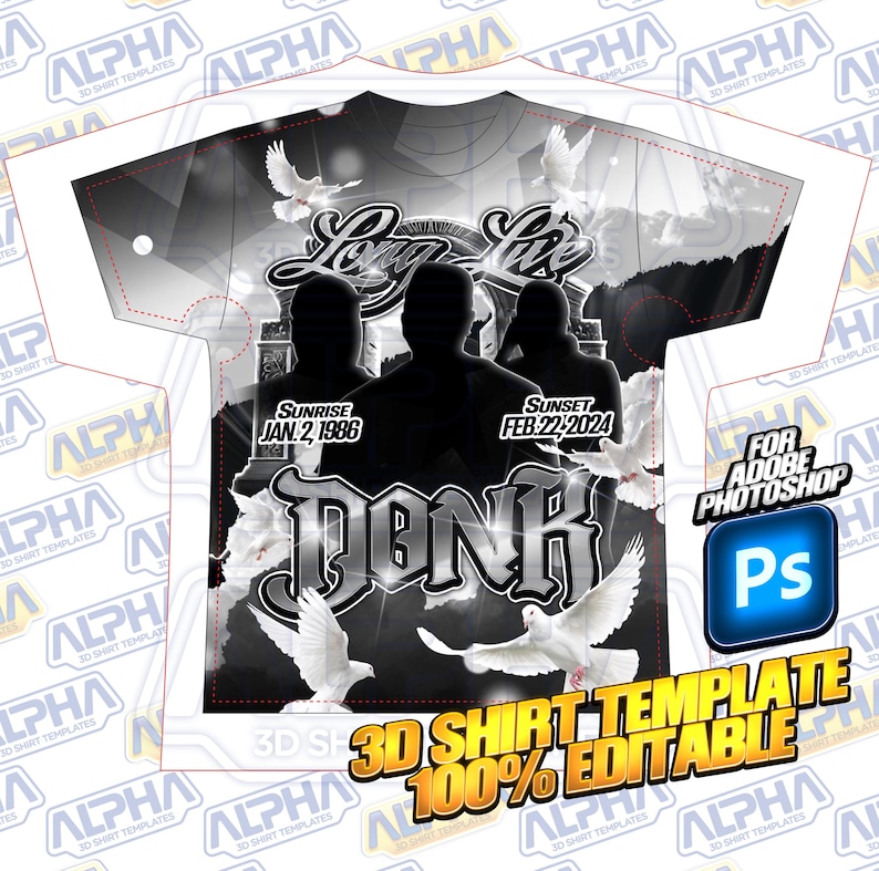 Rip Memorial Shirt Editable Photoshop Template - Etsy