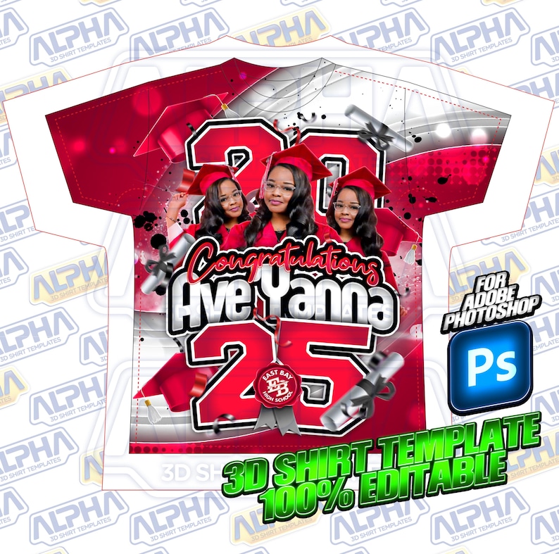 Graduation Combo Templates (shirt + DTF + Stole) Fully Editable ...