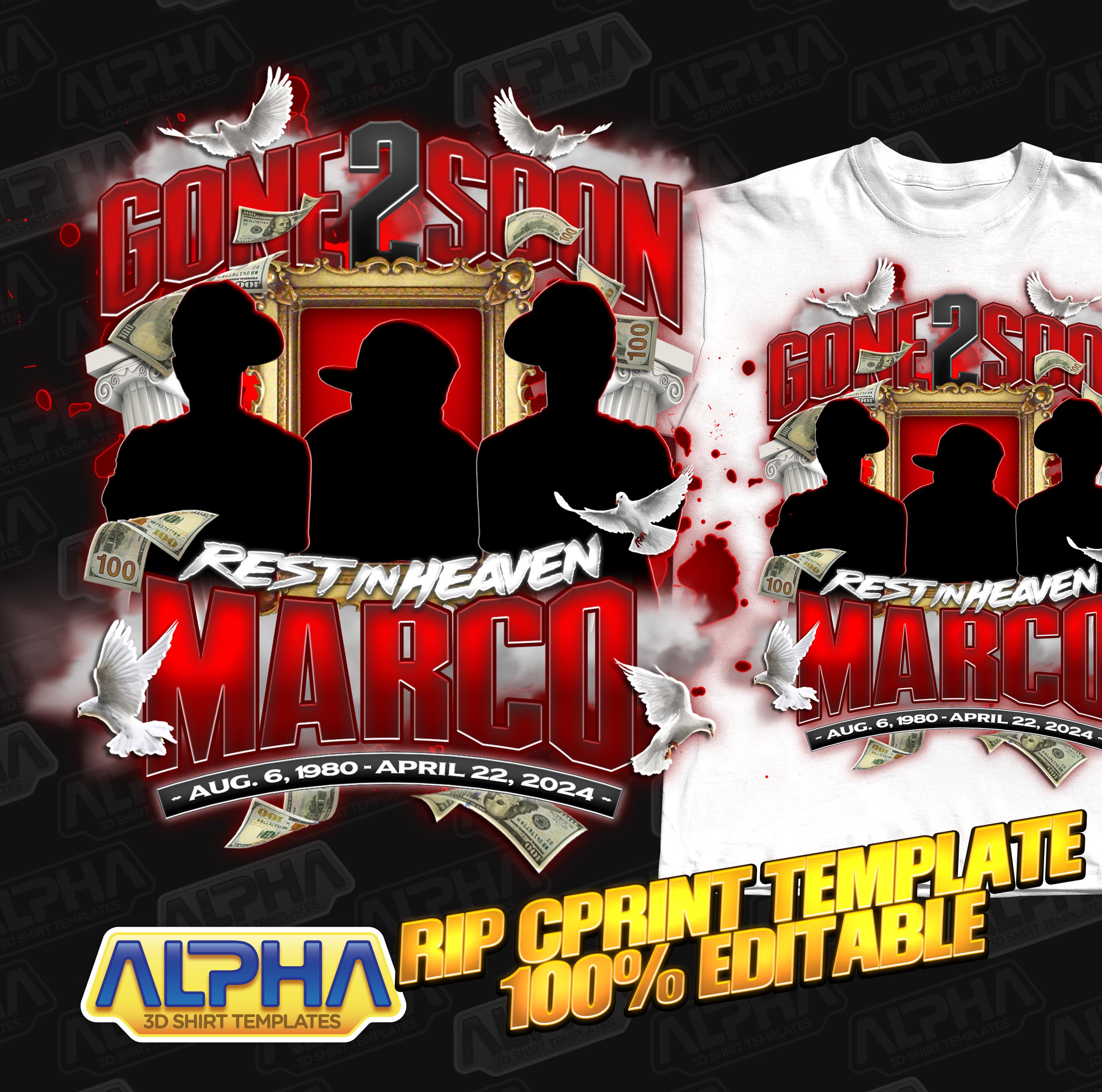 RIP Memorial Shirt DTF Center Print Editable Photoshop Template - Etsy