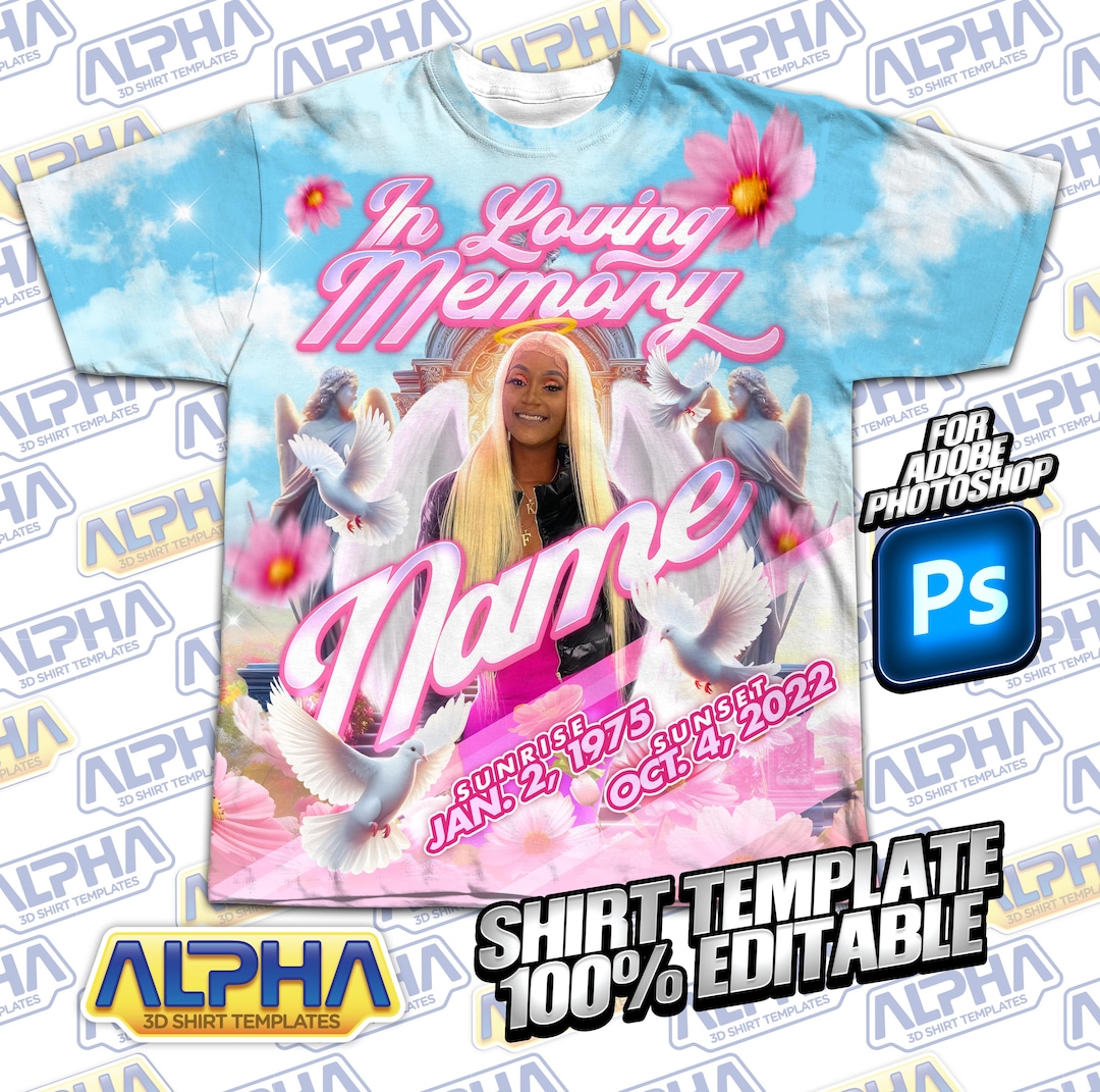 Rip Funeral Memorial Shirt Editable Photoshop Template Digital File ...