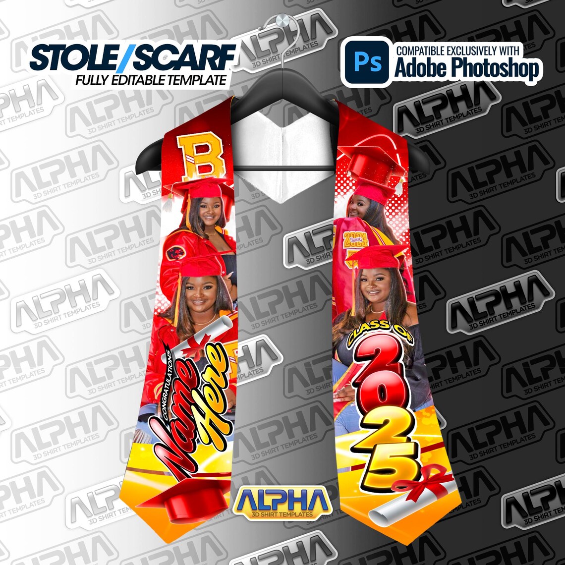 Graduation Stole, Shash Template DIY Editable Template 2025 Photoshop ...