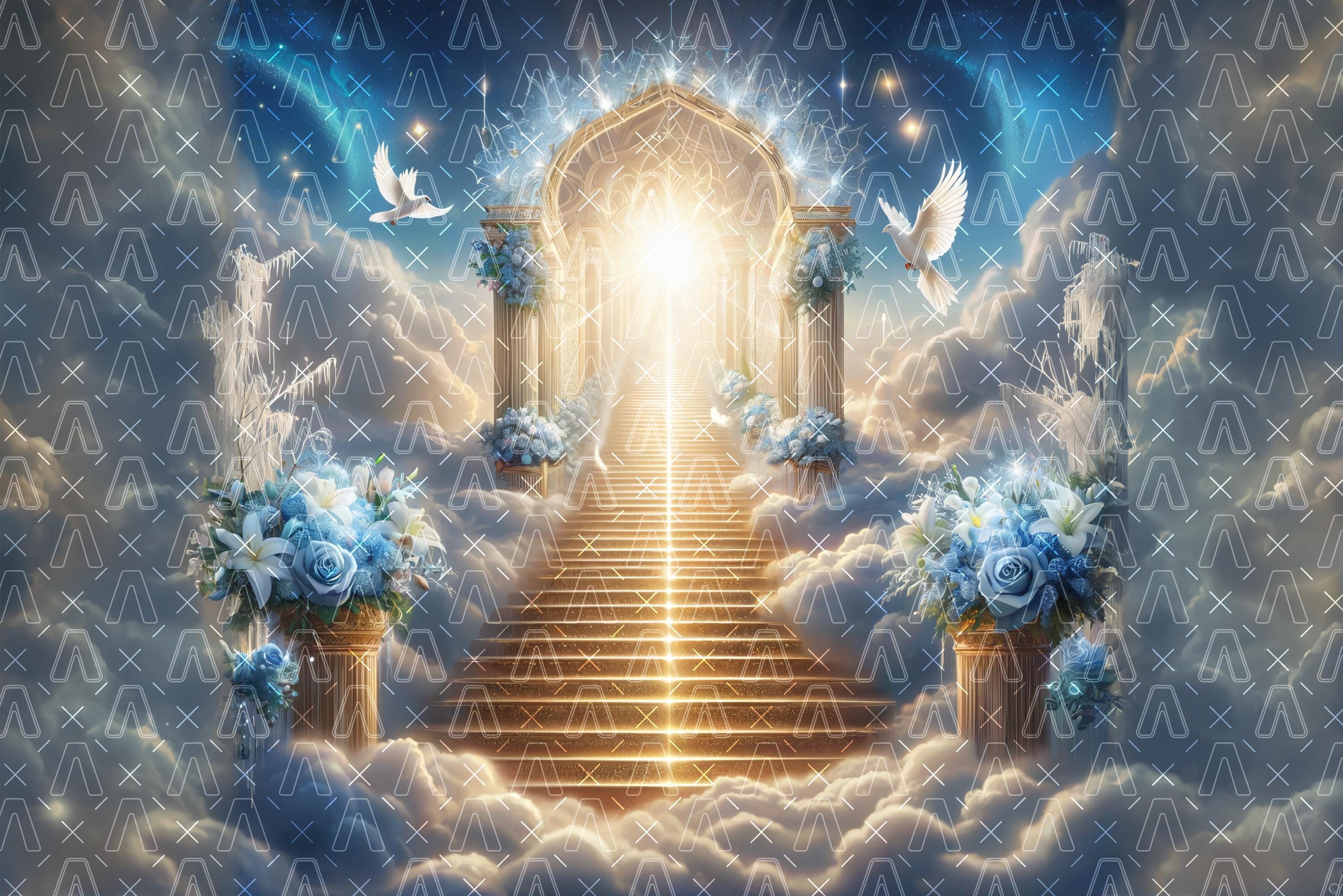 Royal Blue Floral Memorial Background | Memorial Design | Digital ...