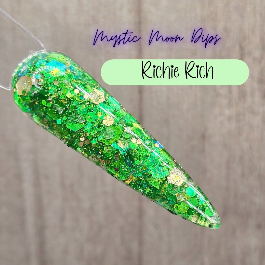 RICHIE RICH, Green Dip Powder, Dip Powder for Nails, Nail Dip, Dip Nail ...