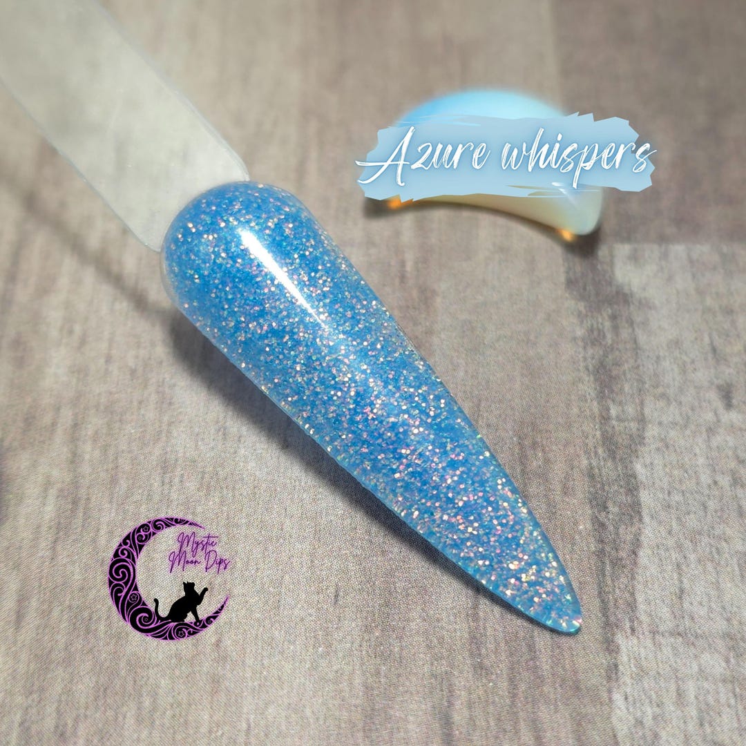 Azure Whispers Nail Dip Powder: Sky Blue With Pink Shimmer - Etsy
