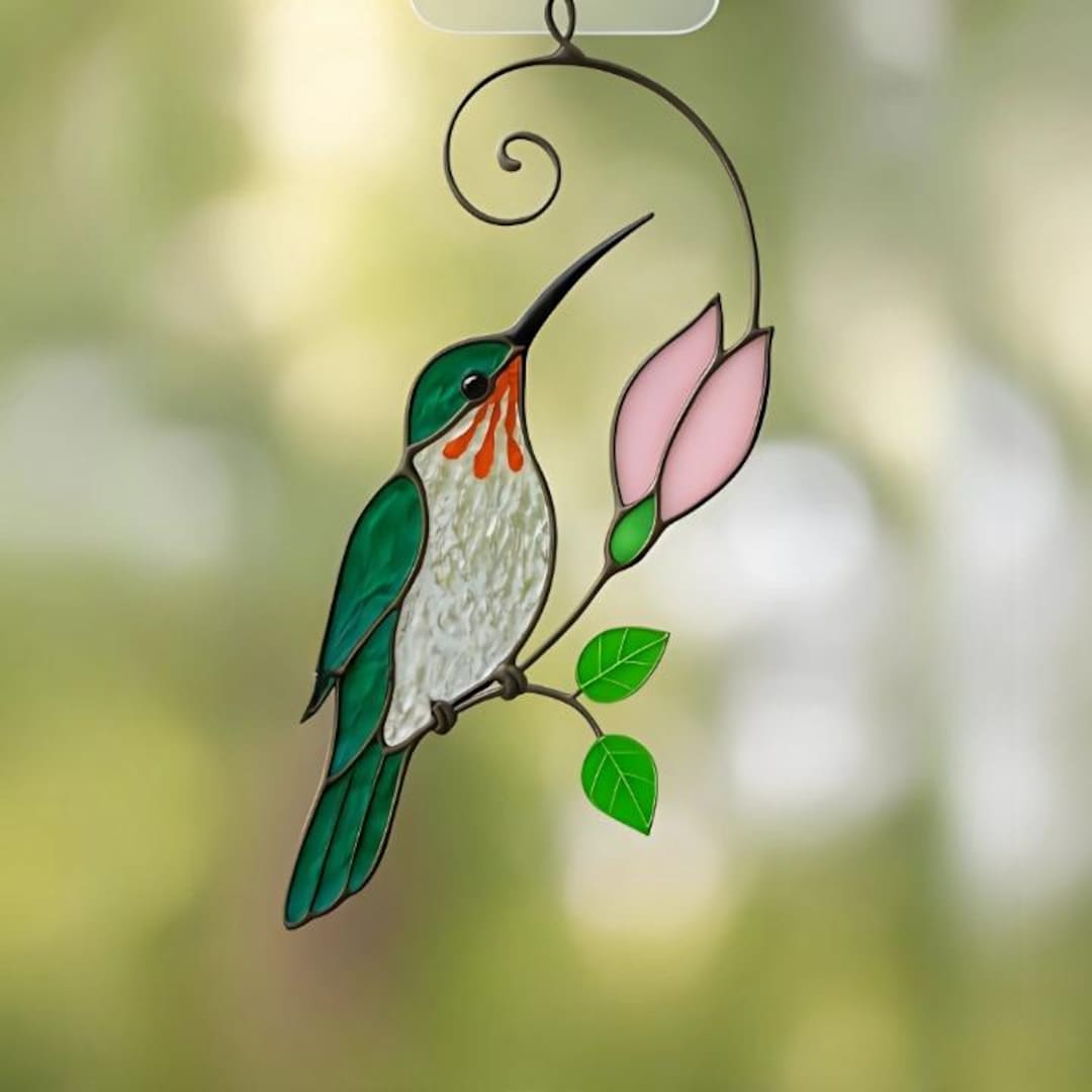 Stained Glass Hummingbird Suncatcher Custom Stained Glass Window ...