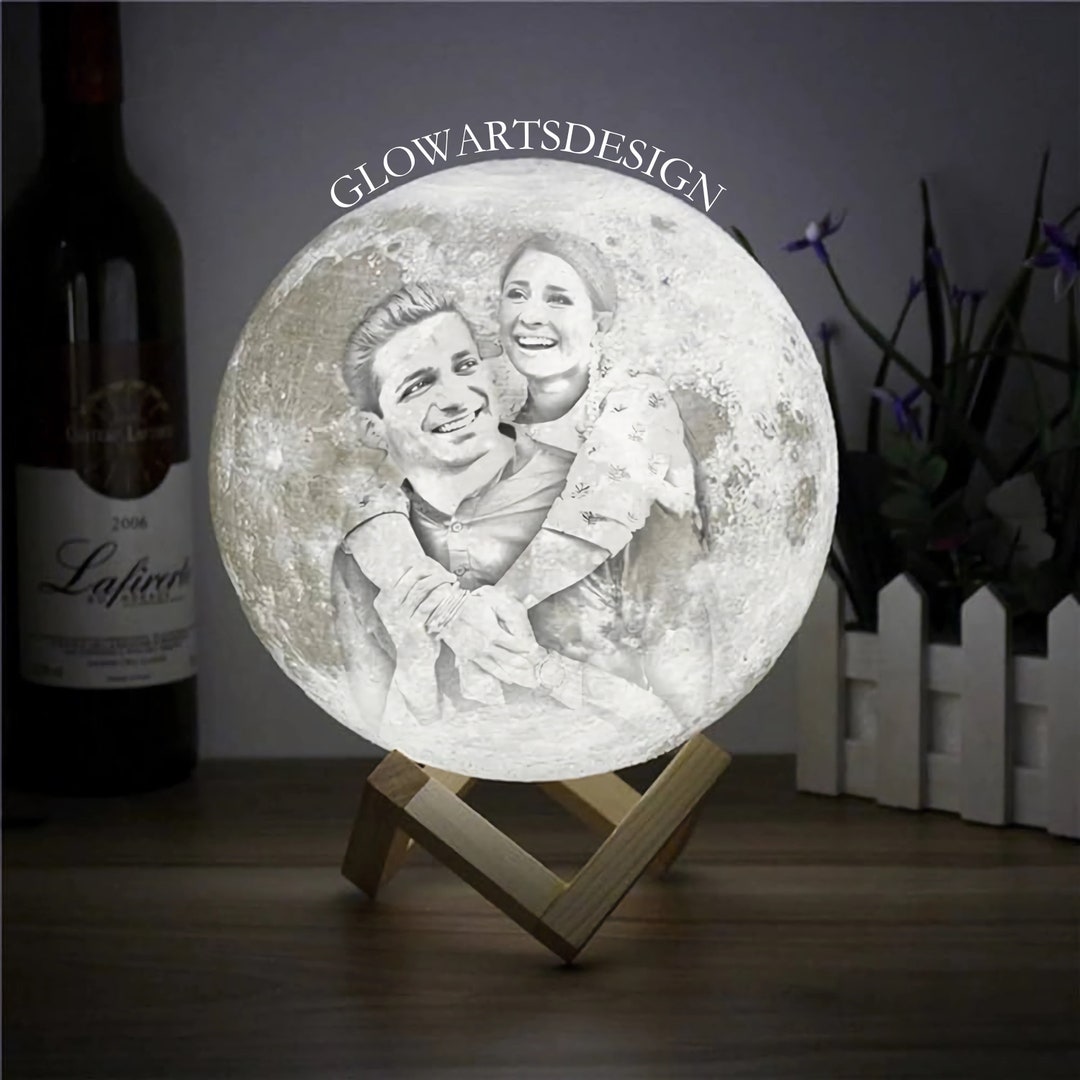 Custom 3D Photo Moon Lamp With Text Personalized Moon Lamp Custom Photo ...