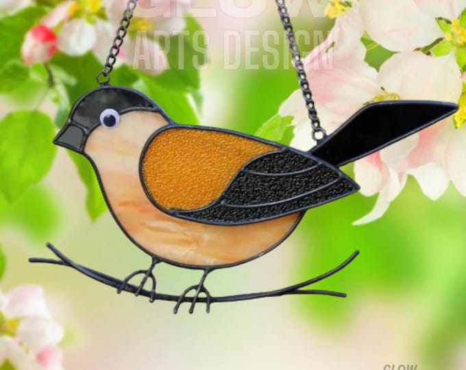 Bird Suncatcher Stained Glass Window Hanging Bird Art Gift for Father ...