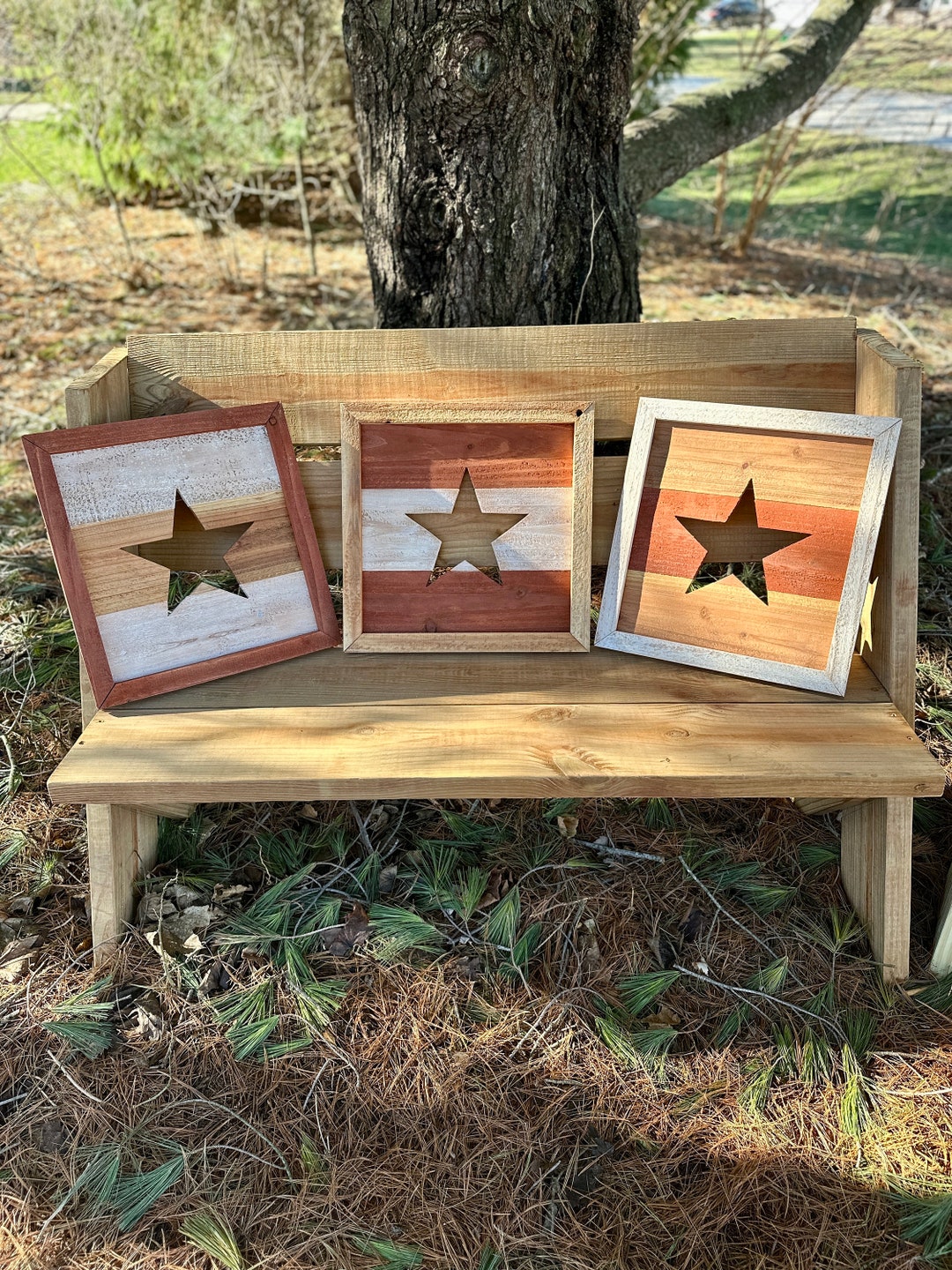 Set of 3 Framed Light Rustic Barn Stars the Natural Blonde Set - Etsy