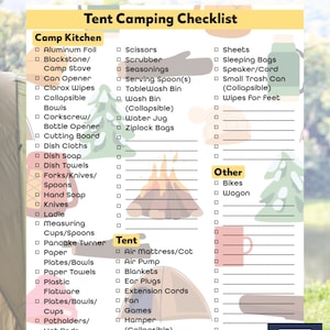 Tent Camping Checklist Printable | Camping Packing List | Glamping ...