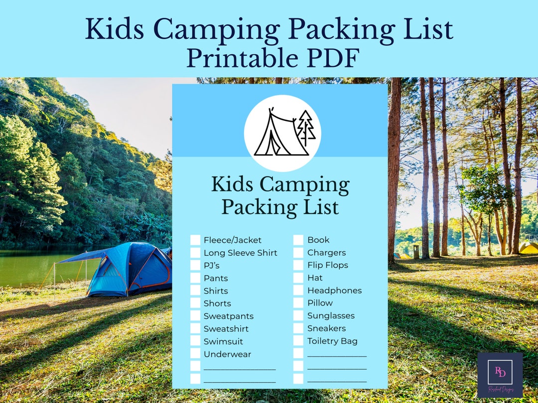 Kids Camping Packing List Printable | Camping Packing List - Etsy