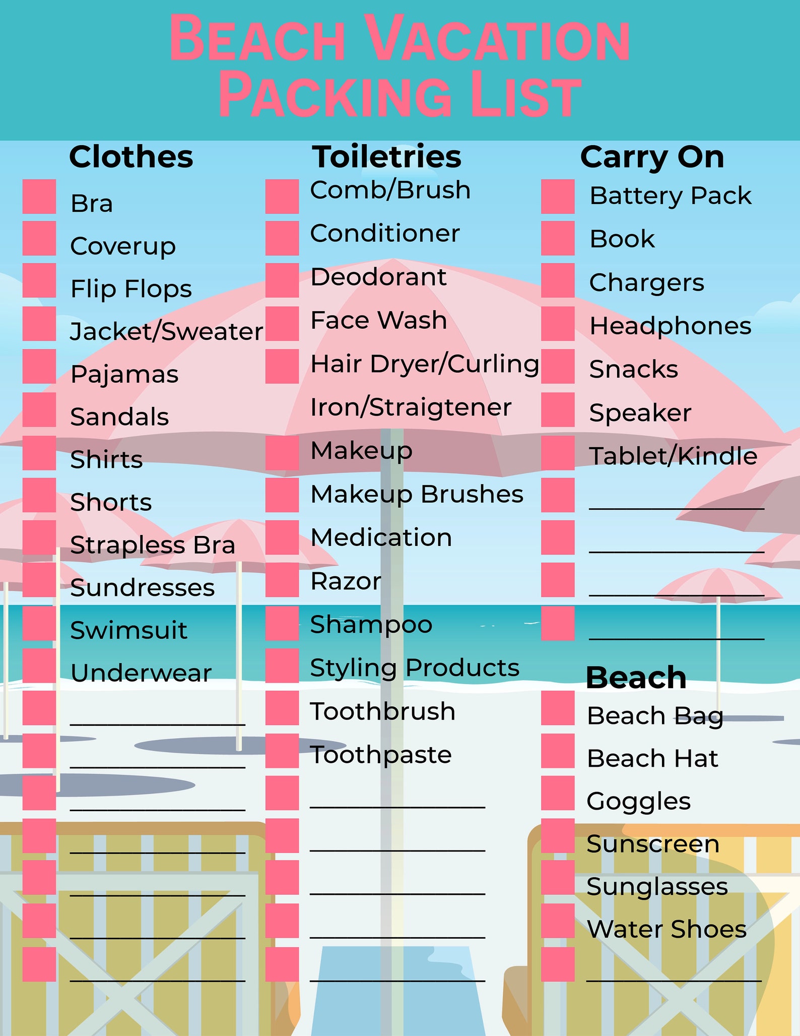 Spring Break Packing List | Beach Vacation Packing List for Girls and ...