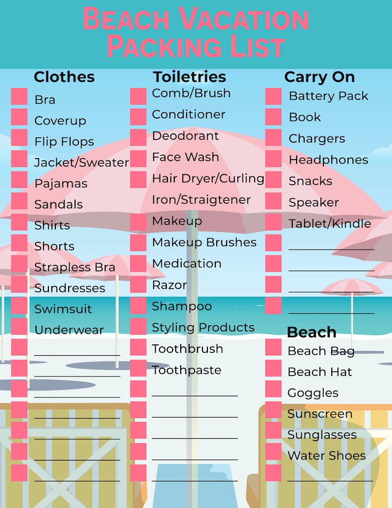 Spring Break Packing List | Beach Vacation Packing List for Girls and ...