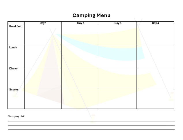 Camping Menu Printable - Etsy