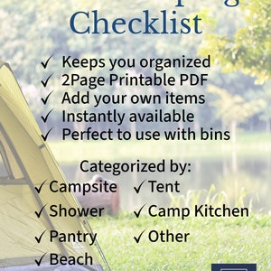Tent Camping Checklist Printable | Camping Packing List | Glamping ...