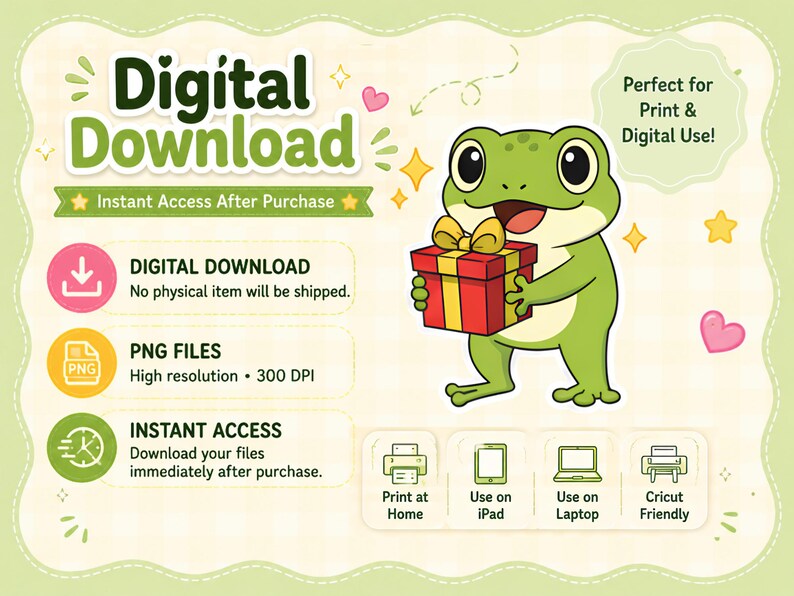 40 Kawaii Frog Stickers, Clipart, Planner Digital Download (PNG) - Etsy