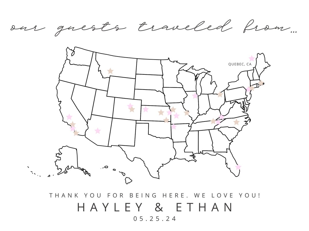 Wedding Guest Map - Our Guests Traveled From (digital Download) - Etsy