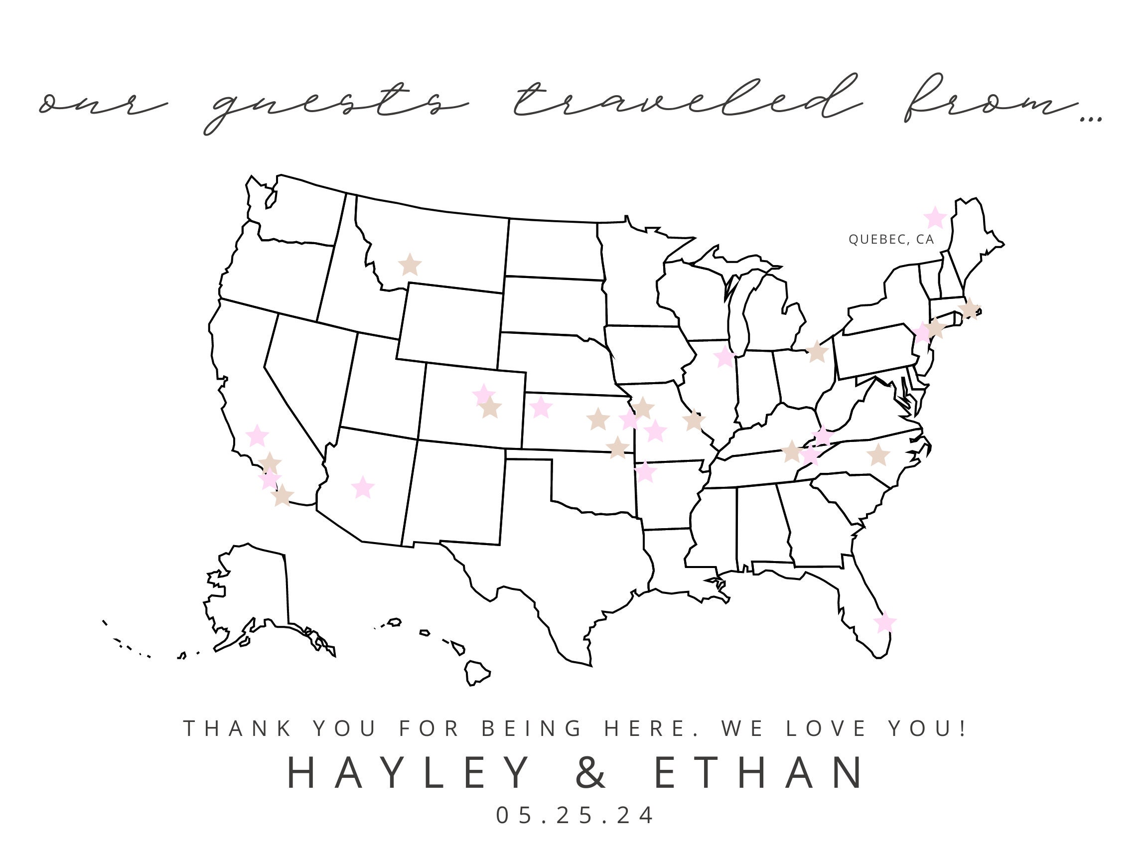 Wedding Guest Map - Our Guests Traveled From (digital Download) - Etsy