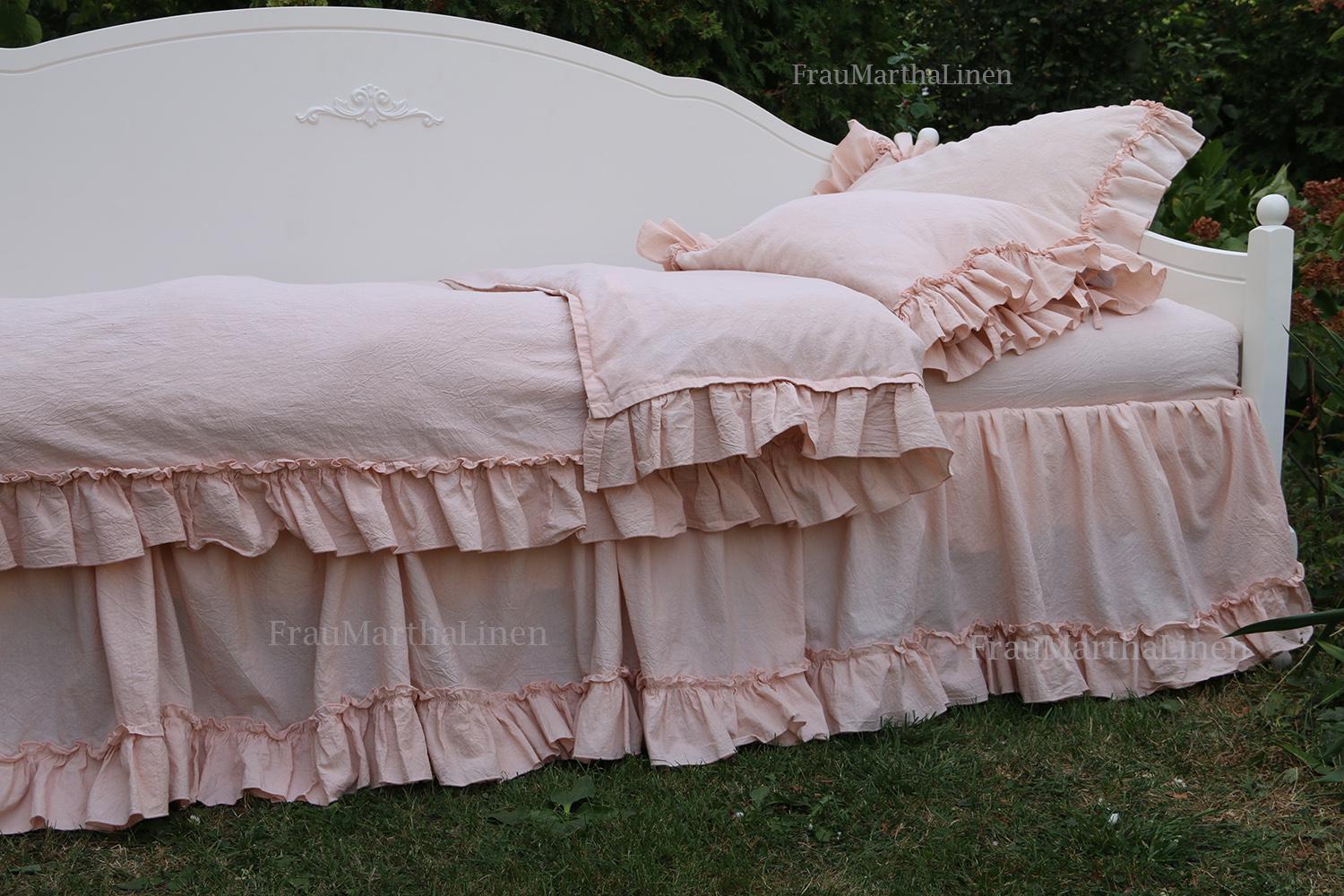 Romantic Ruffled Bedding for Little Girls Crib or Twin Made From Pink ...