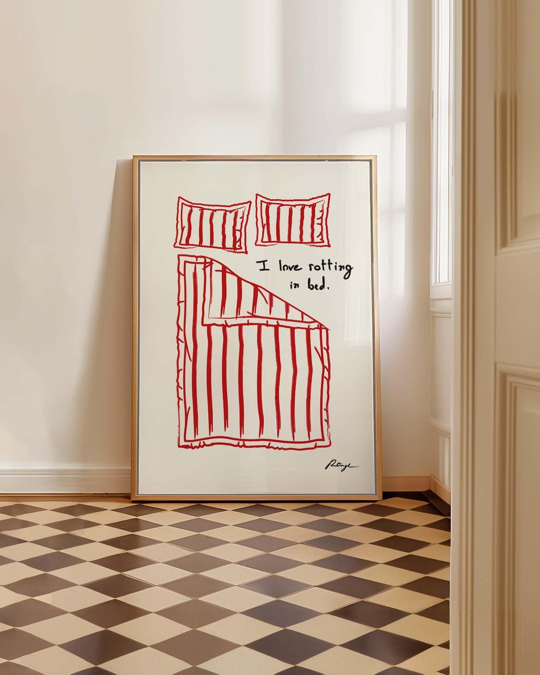 I Love Rotting in Bed Print, Stay in Bed Poster, Hand Drawn Bedroom ...