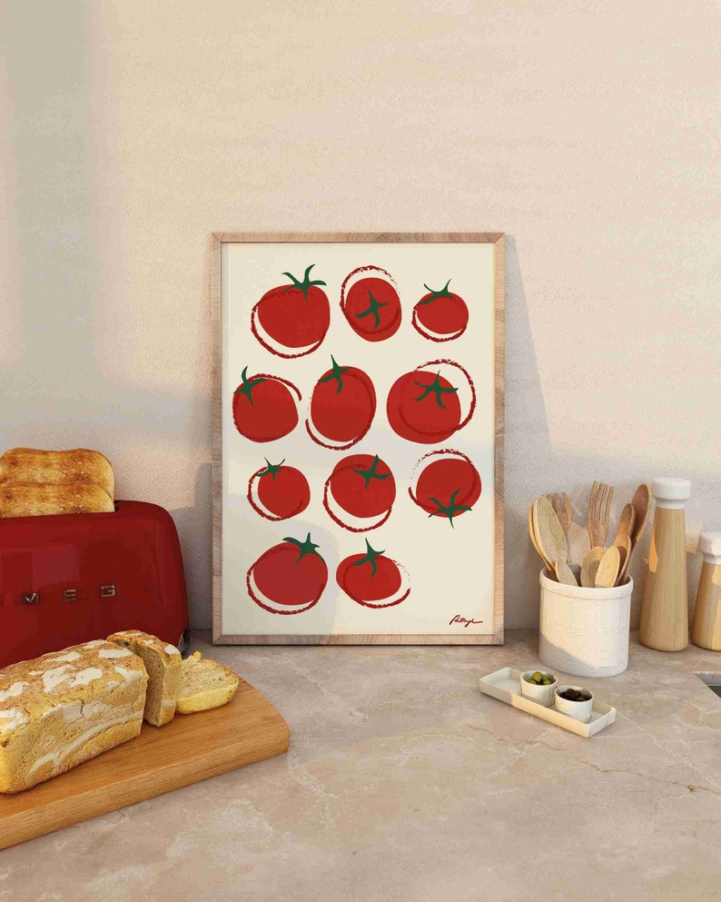 Tomato Art Vintage Food Print Kitchen Wall Art Vegetable Poster Vintage ...