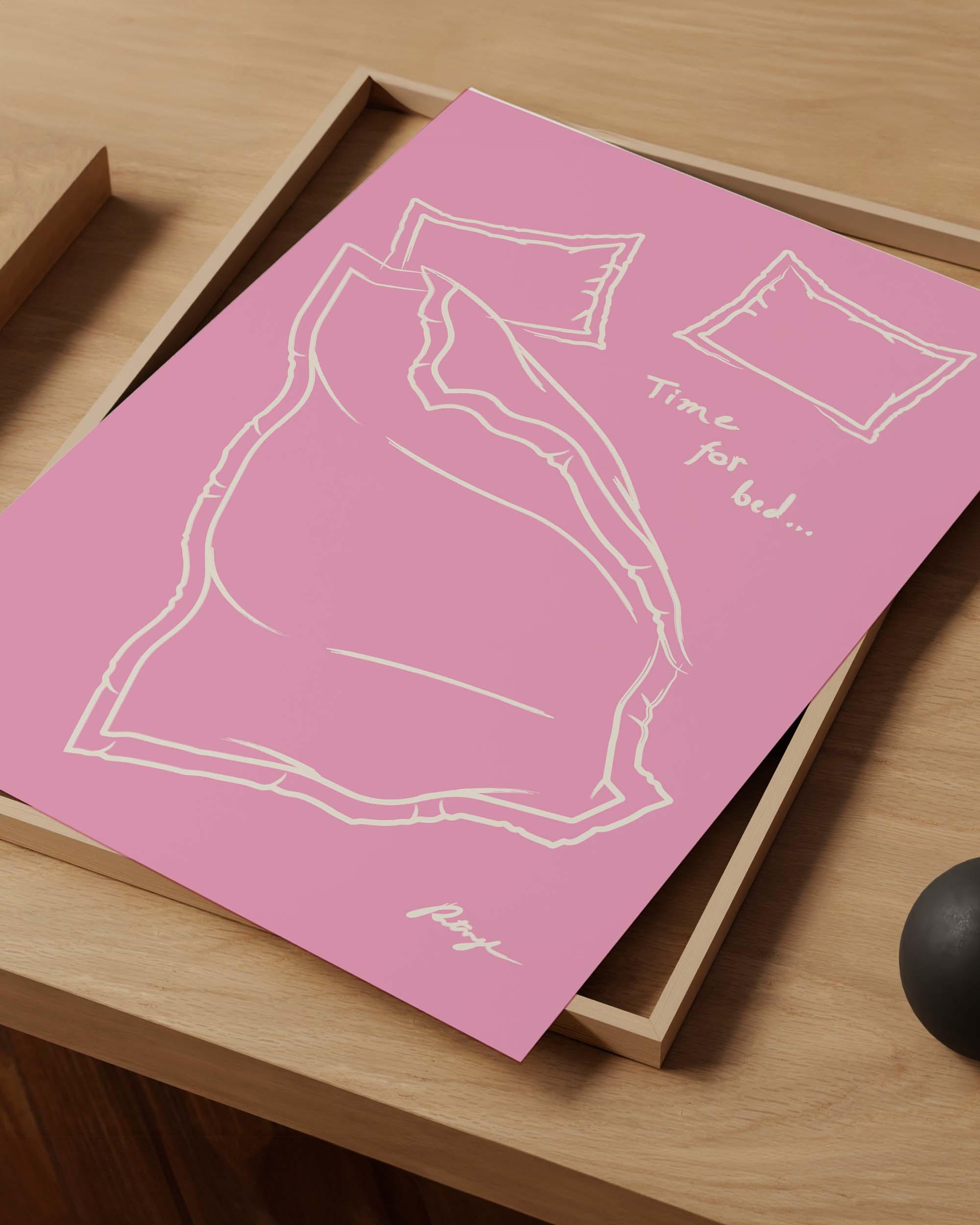 Time for Bed Print: Bedroom Wall Art, Above Bed Poster, Funny Drom ...