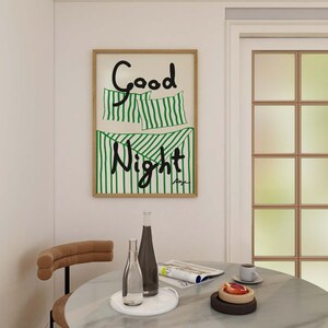 Goodnight Print, Hand Drawn Bedroom Wall Art, Cute Above Bed Poster ...