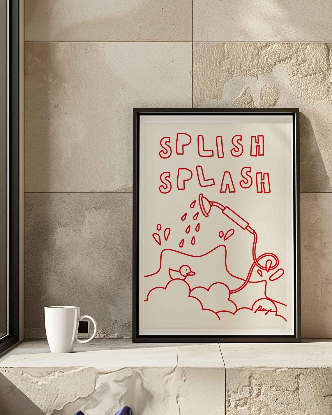 Splish Splash Print: Funny Bathroom Wall Art, Blue Bath Time ...