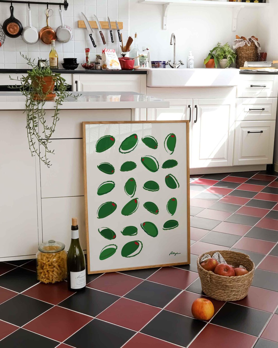 Olives Print: Modern Kitchen Wall Art, Retro Olive Poster, Italian Food ...