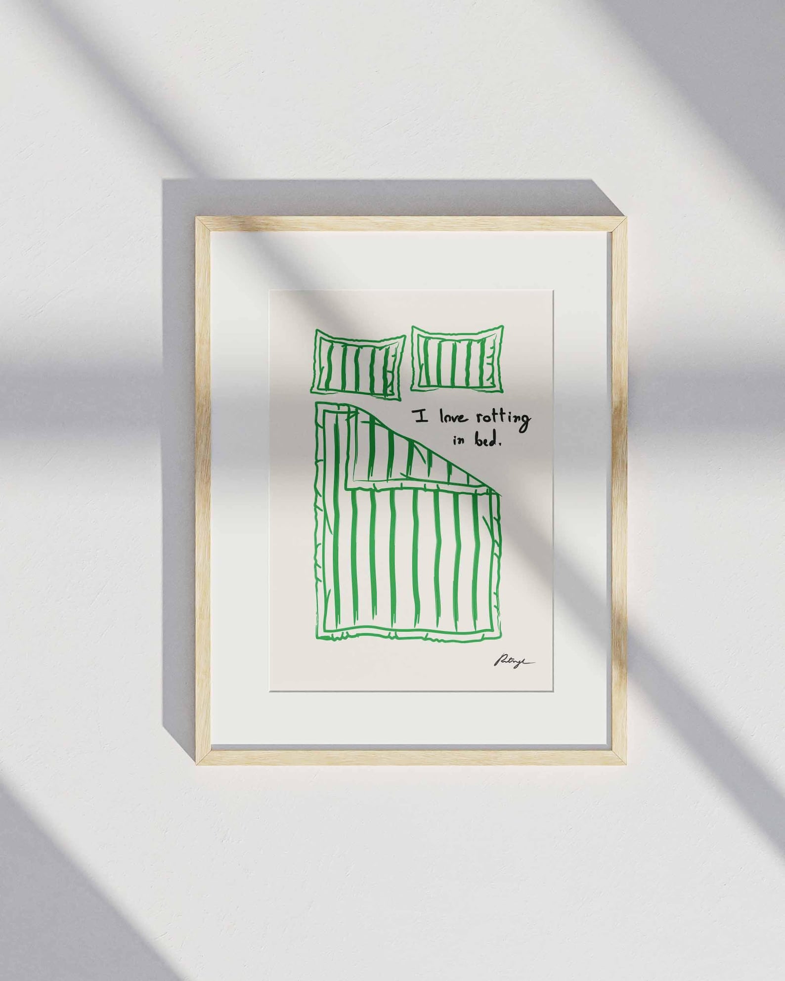 I Love Rotting in Bed Print, Stay in Bed Poster, Hand Drawn Bedroom ...