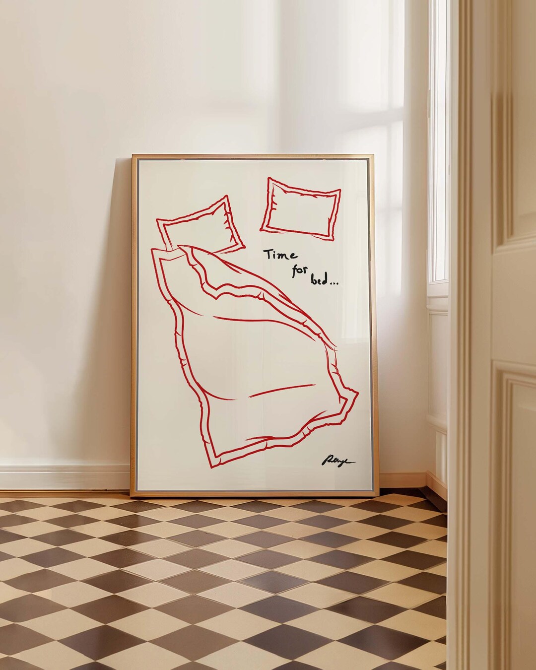 Time for Bed Print: Bedroom Wall Art, Above Bed Poster, Funny Drom ...