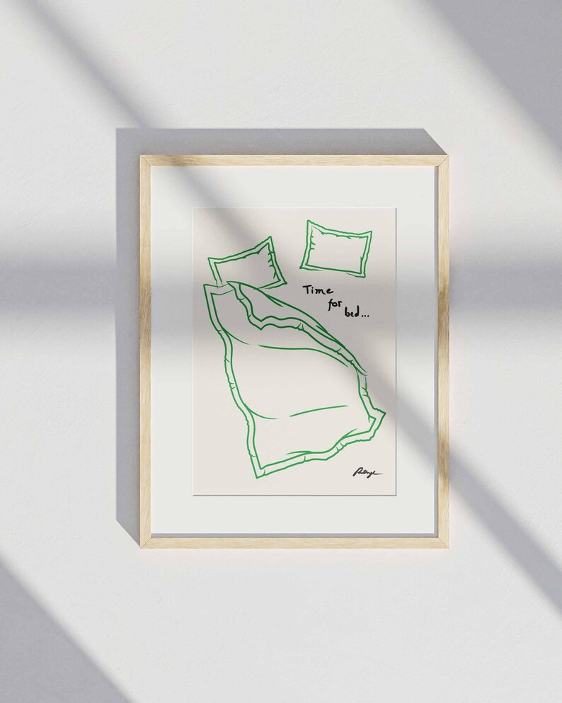 Time for Bed Print: Bedroom Wall Art, Above Bed Poster, Funny Drom ...