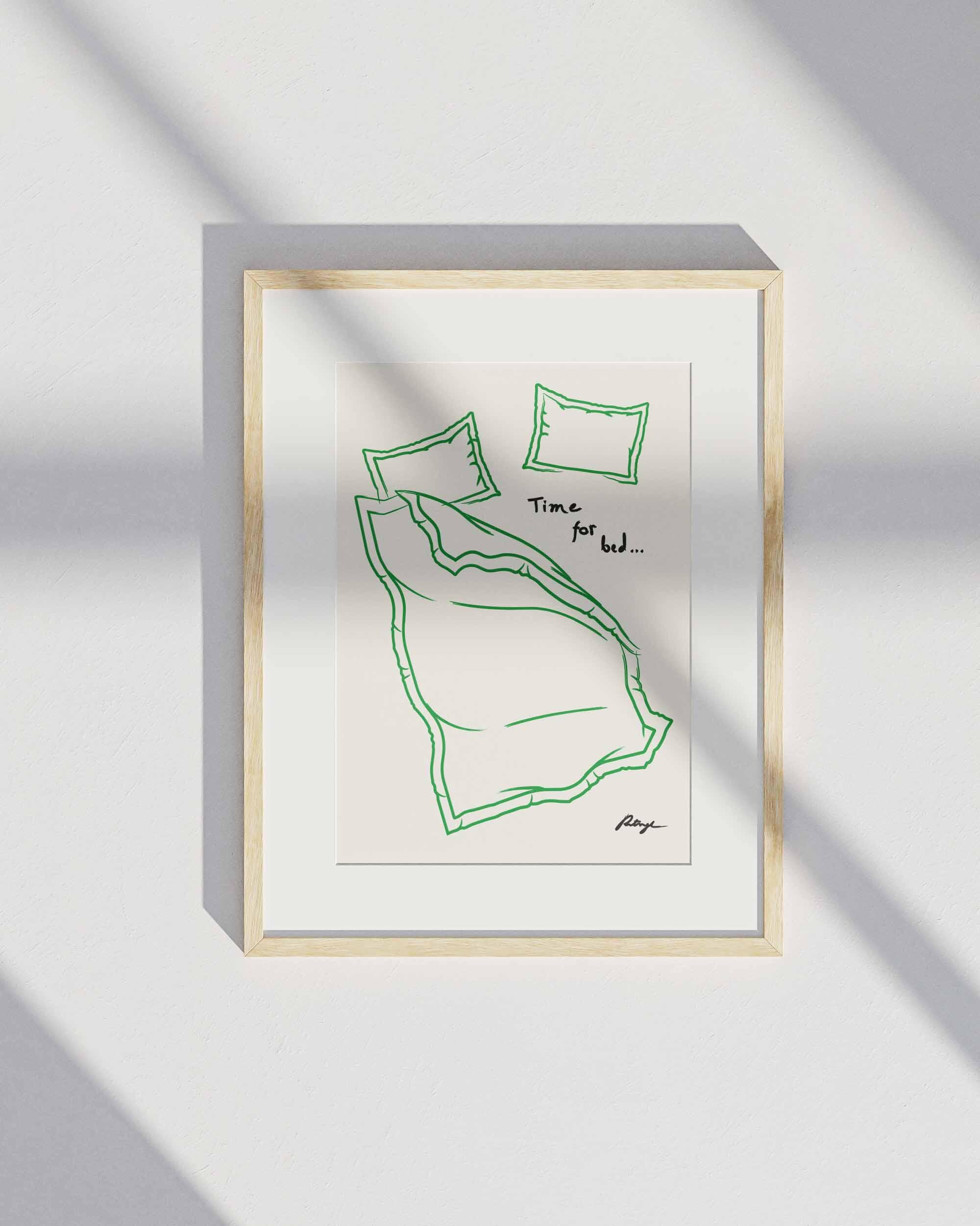 Time for Bed Print: Bedroom Wall Art, Above Bed Poster, Funny Drom ...
