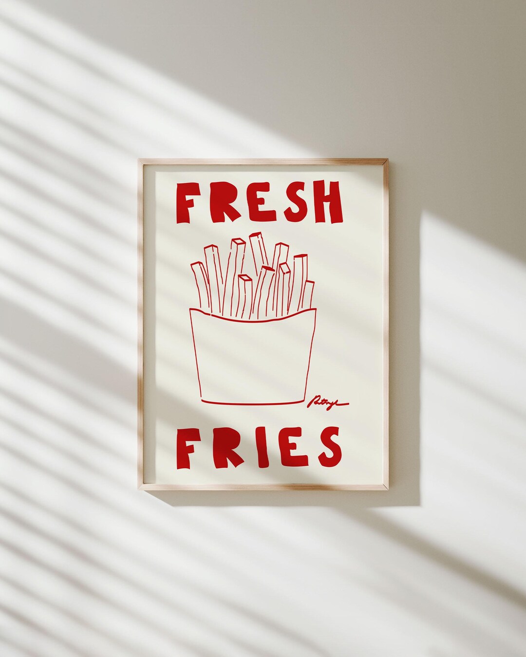 PRINTABLE French Fries Print, Retro Food Print, Modern Kitchen Wall Art ...