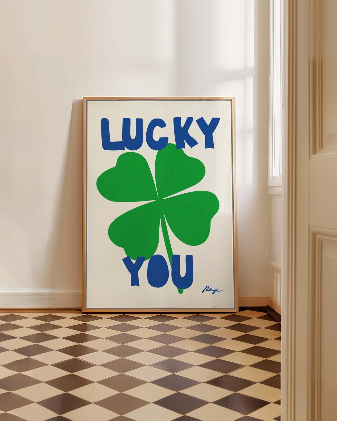 Lucky Clover Print: Mid-century Modern Typography (unframed) - Etsy