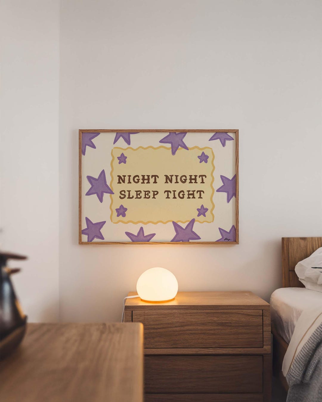 Night Night Print Horizontal: Sleep Tight Poster, Bedroom Wall Art ...
