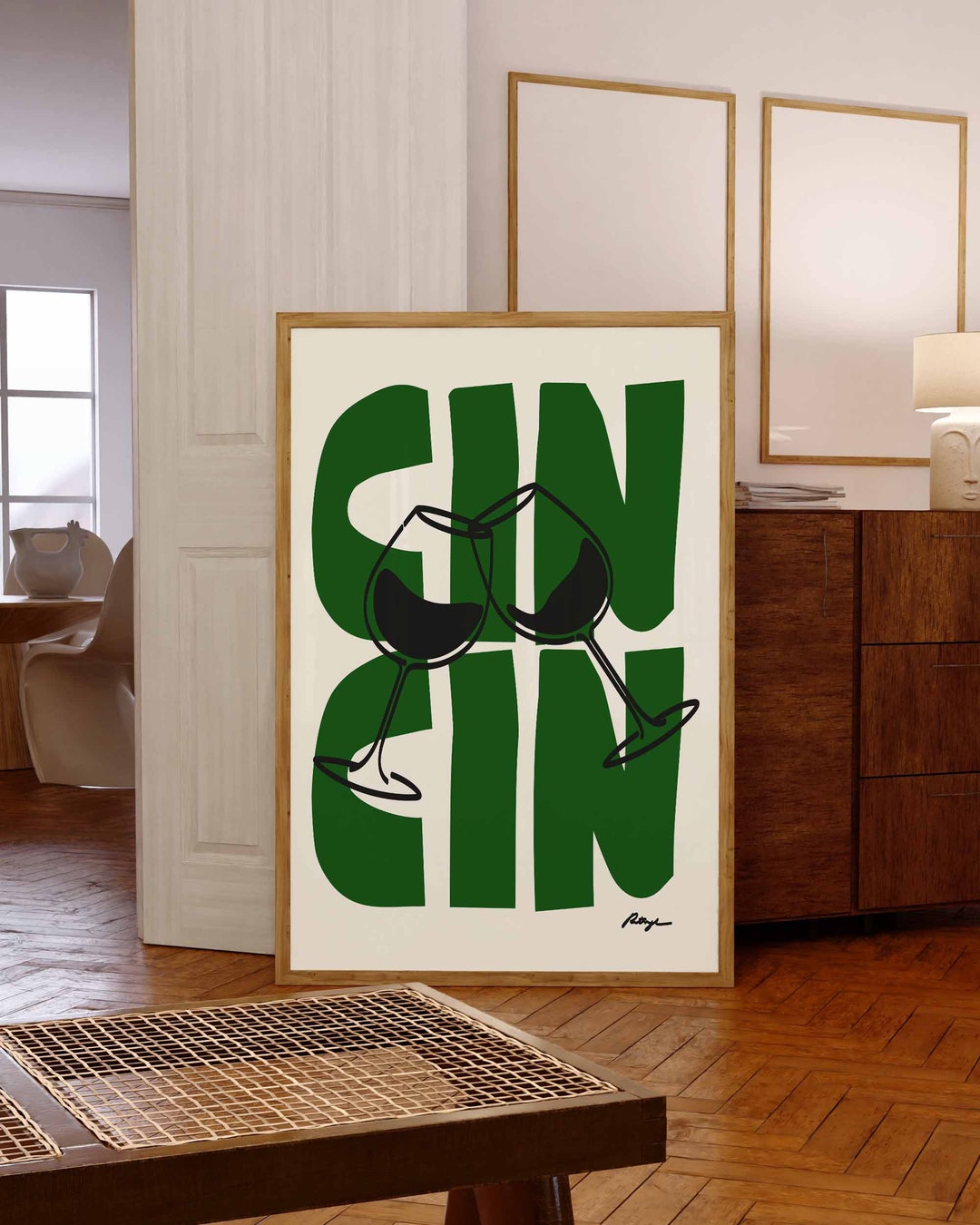 Cin Cin Print Vintage Wine Poster Retro Cocktail Poster Bar Cart Decor ...